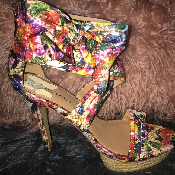 Shoes | Colorful Platform Multicolor With Accent Bow | Poshmark